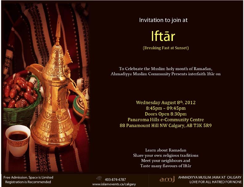 Islam Events - Calgary - Interfaith Iftar